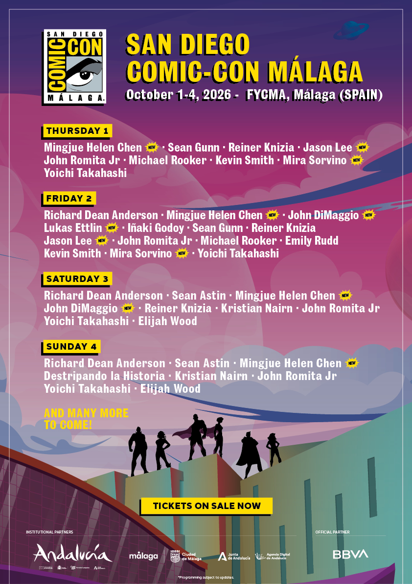SDCC Malaga 2026 : Elijah Wood, Yoichi Takahashi, John Romita Jr, Emily ...